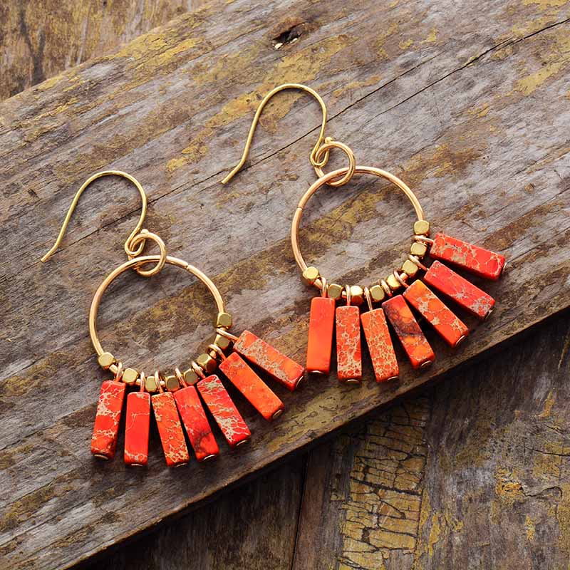 Hope Earrings | Handmade Natural Stone Orange Earrings – Sehaya